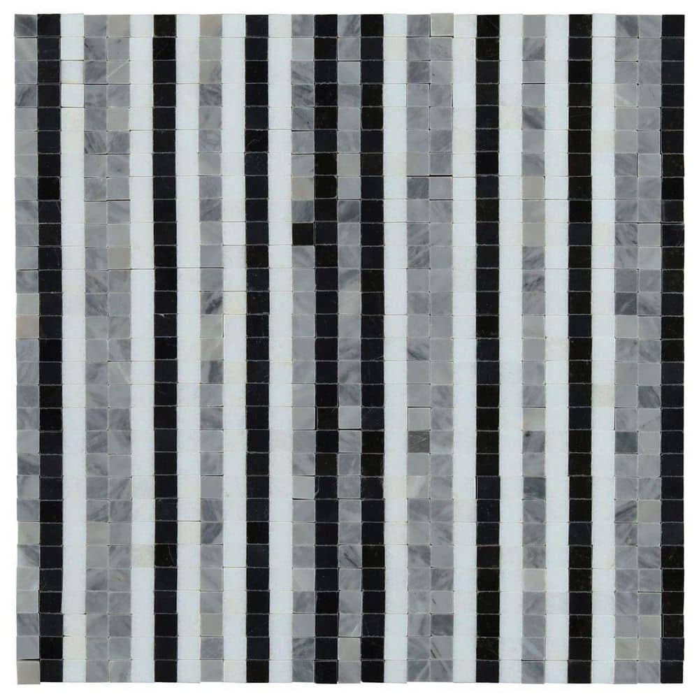 Ivy Hill Tile Minute Night Black 4 in. x 0.39 in. Polished Marble Floor ...
