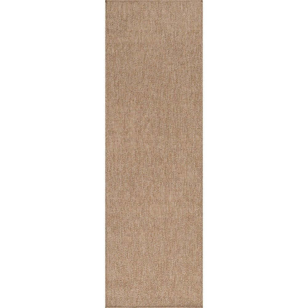 CAMILSON Easy Jute Brown 2 ft. x 7 ft. Woven Indoor Outdoor Area Rug HD ...