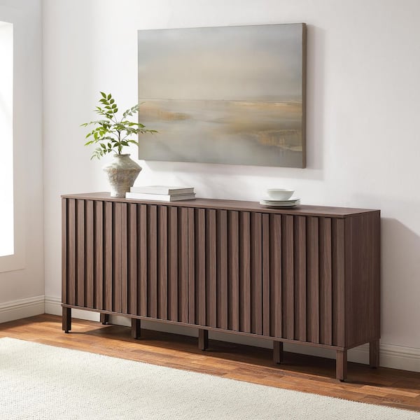 CROSLEY FURNITURE Marlowe Walnut Wood Buffet with Adjustable Shelves ...