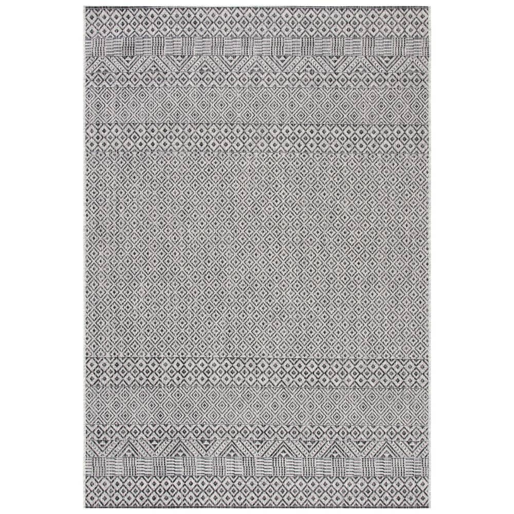 SAFAVIEH Courtyard Gray/Black 9 ft. x 12 ft. Modern Geometric Diamond ...
