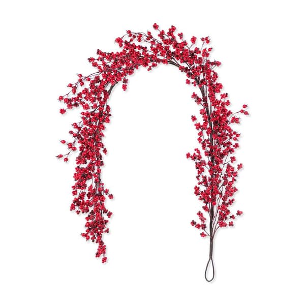 Glitzhome 6ft. Christmas Prelit Red Berries Garland 2016000062 - The ...