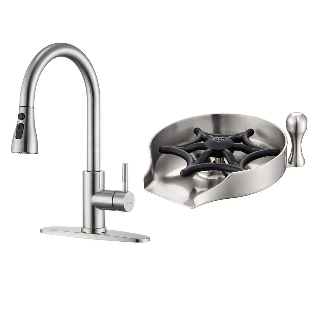GAGALIFE Single Handle Pull Down Sprayer Kitchen Faucet with Glass ...
