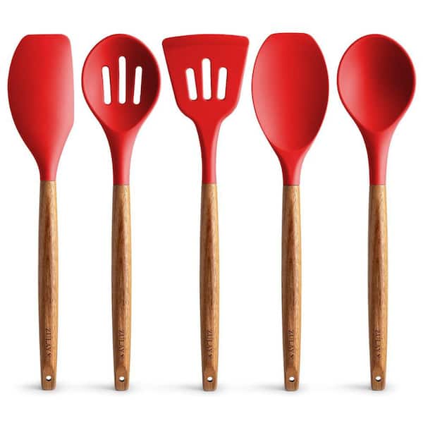 Zulay Kitchen 5-Piece Silicone Red Utensil Set Z-WD-SLCN-UTNSLS-5-PCS ...