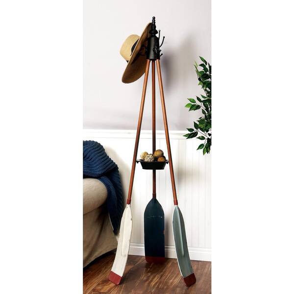 Litton Lane Brown Metal Coastal Coat Rack 56042 - The Home Depot