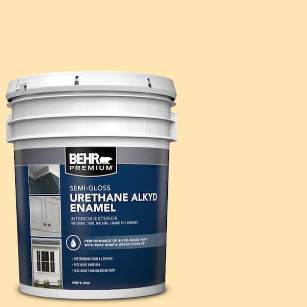 BEHR PREMIUM 5 gal. #P260-3 Vanilla Ice Cream Urethane Alkyd Semi-Gloss ...