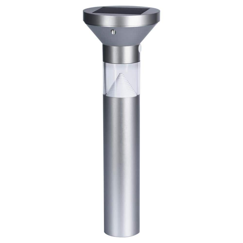 Feit Electric OneSync Landscape 40 Lumens Brushed Nickel Solar Integrated LED Bollard Light with ...