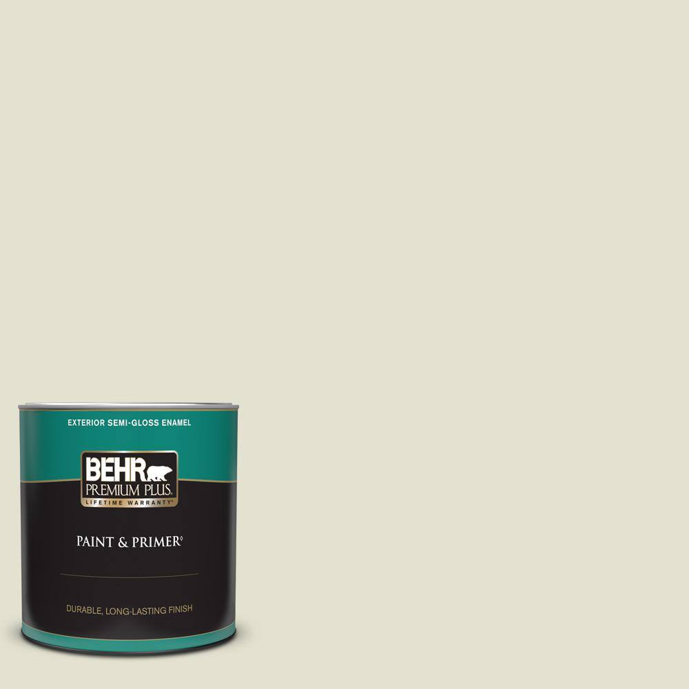 BEHR PREMIUM PLUS 1 qt. #400E-2 Turtle Dove Semi-Gloss Enamel Exterior ...