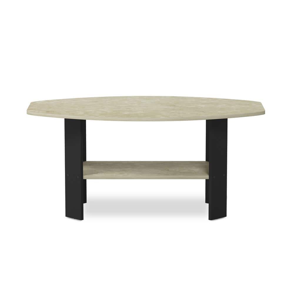 Furinno Simple Design Cream Marble/Black Coffee Table 11179CRM - The ...