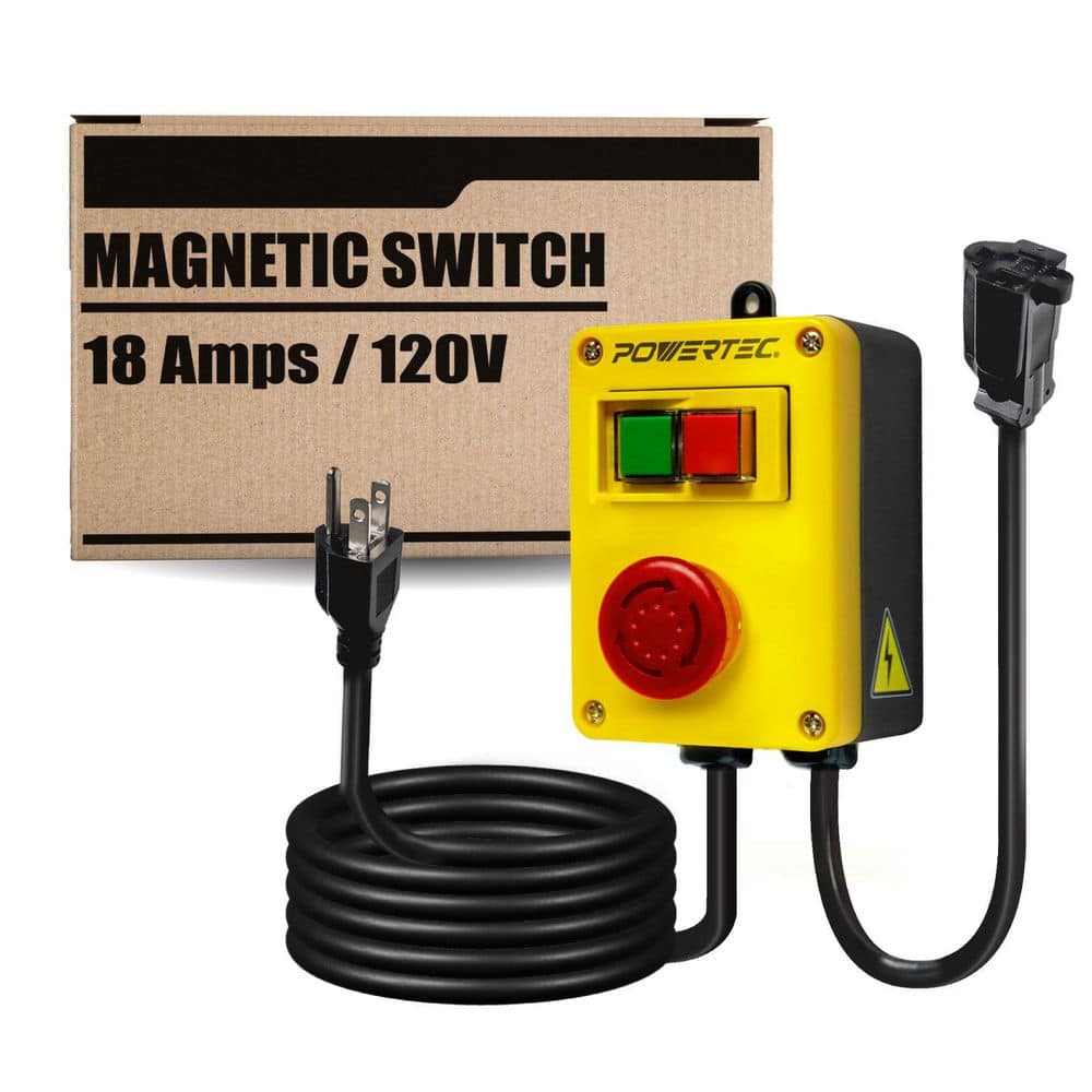 ‎POWERTEC 120V, 18A Magnetic Power Tool Safety Switch w/ 5.5 Ft Power ...