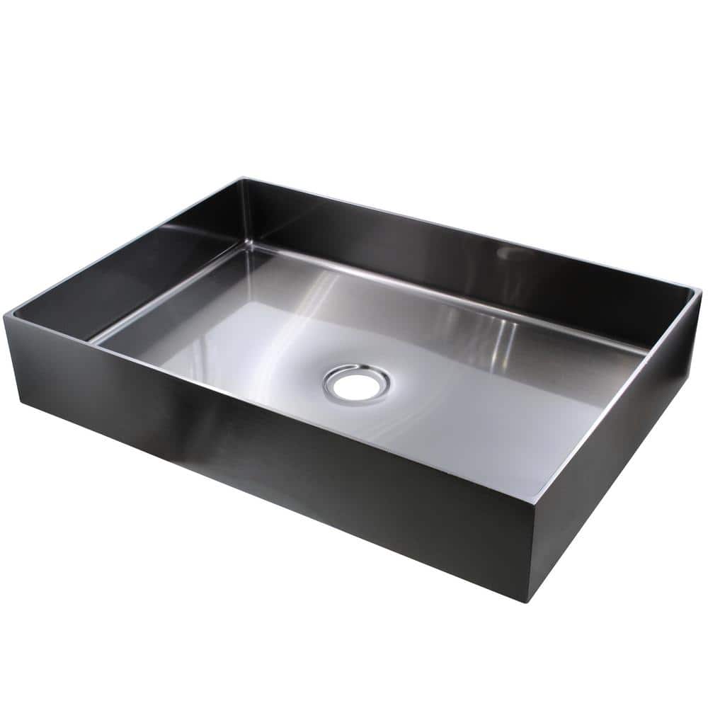 Novatto 21.625 in . Vessel Rectangular Bathroom Sink in Gunmetal Black ...