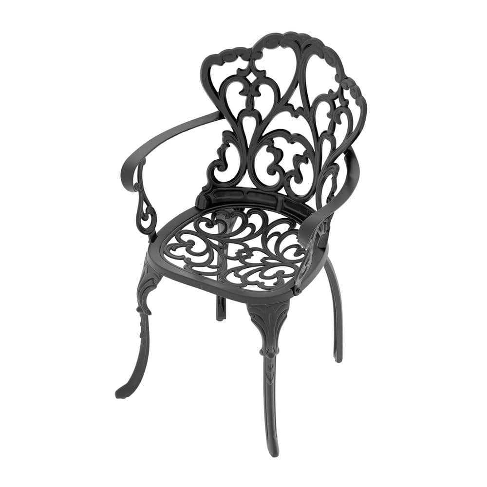 TANKY TRADING INC Cast Aluminum Outdoor Dining Chairs with Black Frame ...