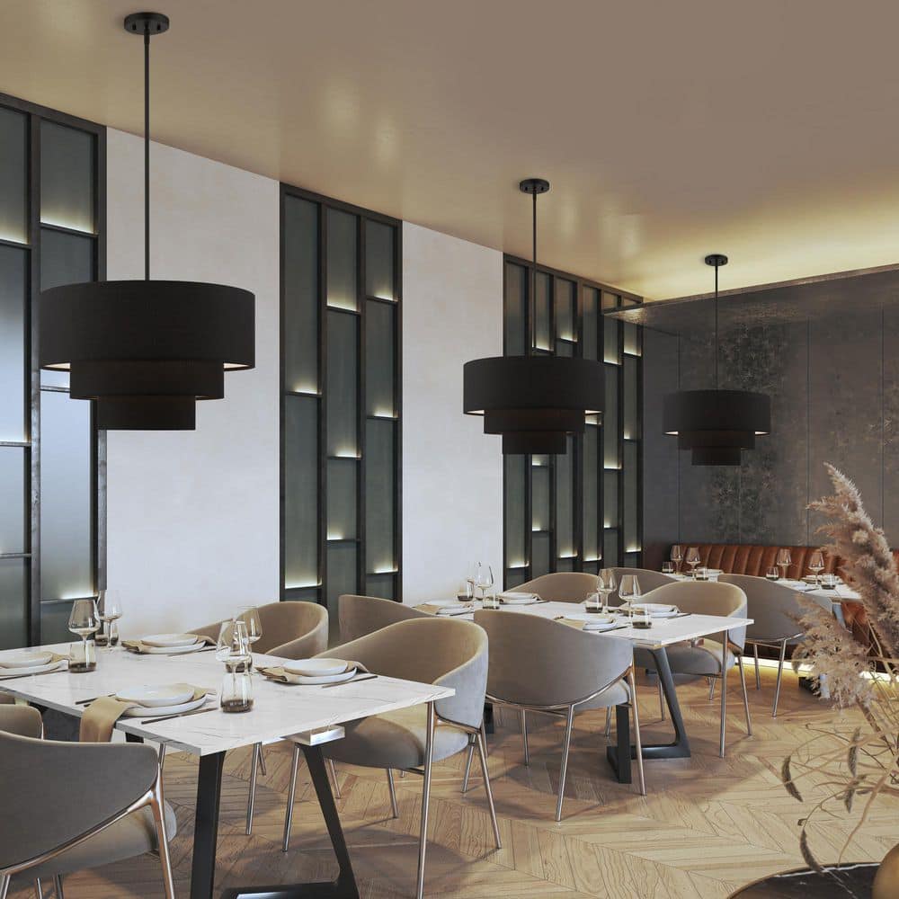 AVIANCE LIGHTING Hillcott 60-Watt 1 Light Black Shaded Pendant Light ...