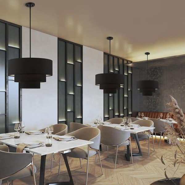 AVIANCE LIGHTING Hillcott 60-Watt 1 Light Black Shaded Pendant Light ...