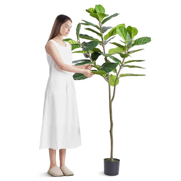 spca 6 ft. Artificial Fiddle Leaf Fig Tree in Decorative Pot SP-DB0783 ...