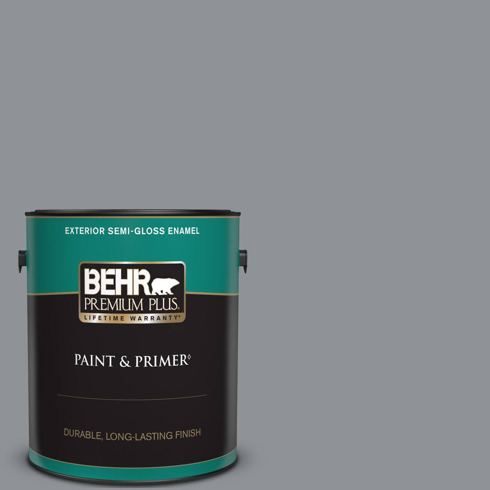 BEHR PREMIUM PLUS 1 gal. #PPU26-05 Flint Gray Semi-Gloss Enamel ...