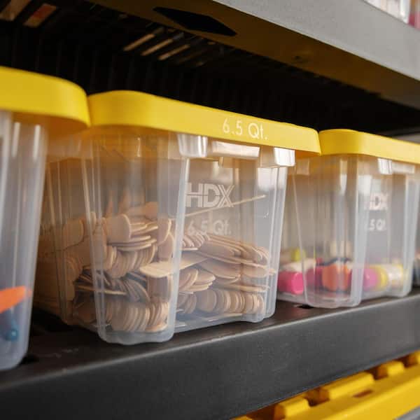 HDX 6.5-Qt Tough Storage Tote in Clear with Yellow Lid 999-6QT-C-HDX - The Home Depot