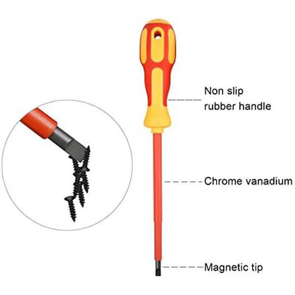 Lukyamzn Insulated Electrician Screwdrivers Set 3-6in Shank 7 Bit Red ...
