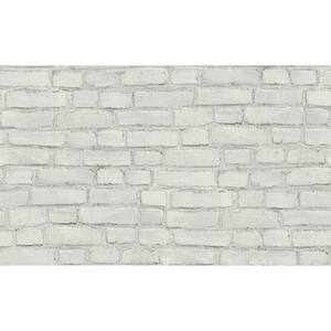 Bricks and More Collection White Contemporary Brick Matte Finish Vinyl ...