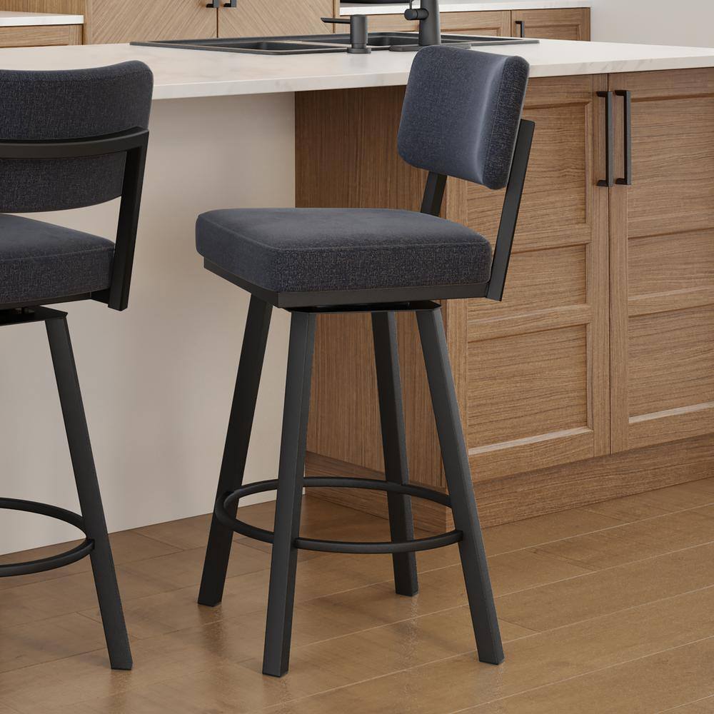 Amisco Alek 27 in. Blue & Gold Woven Polyester / Black Metal High Back ...