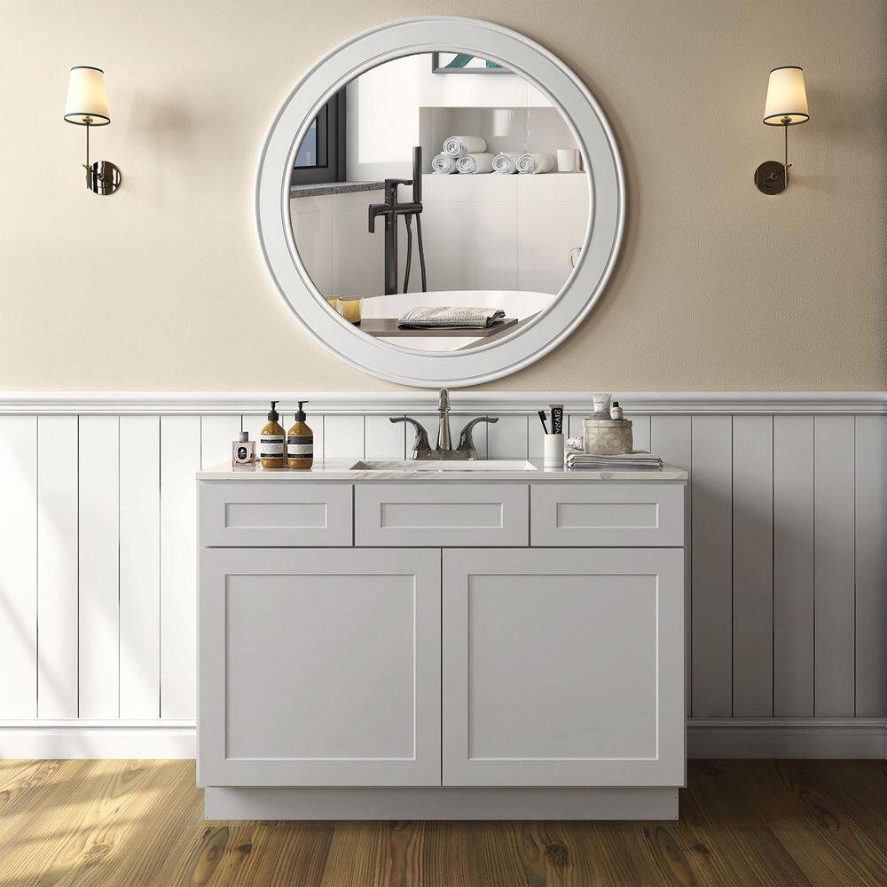 HOMEIBRO 36-in W X 21-in D X 34.5-in H in Shaker Dove Plywood Ready to Assemble Floor Vanity ...