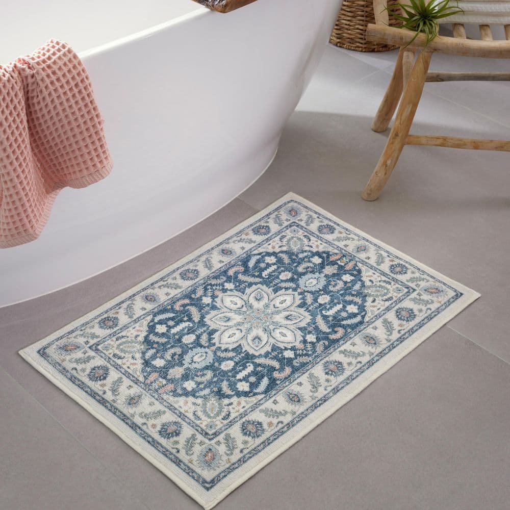 Ruggable Safiya Teal Sage Bath Mat 2 x 3 BM037-02x03 - The Home Depot