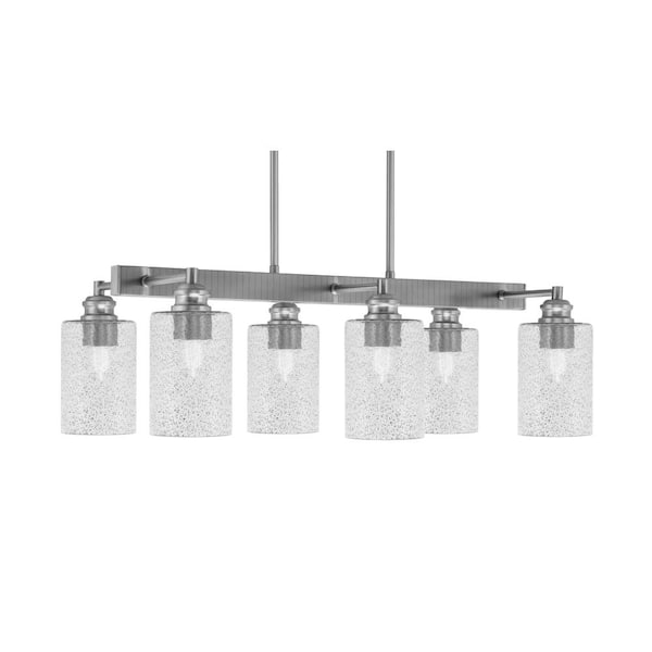 Albany 6 Light Brushed Nickel Downlight Chandelier, Linear Chandelier ...