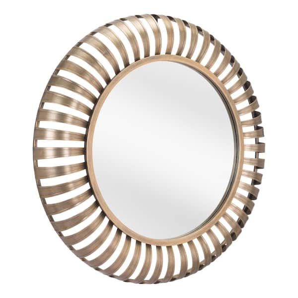 ZUO Modern Gold Steel Accent Mirror 26 in. H x 26 in. W A12224