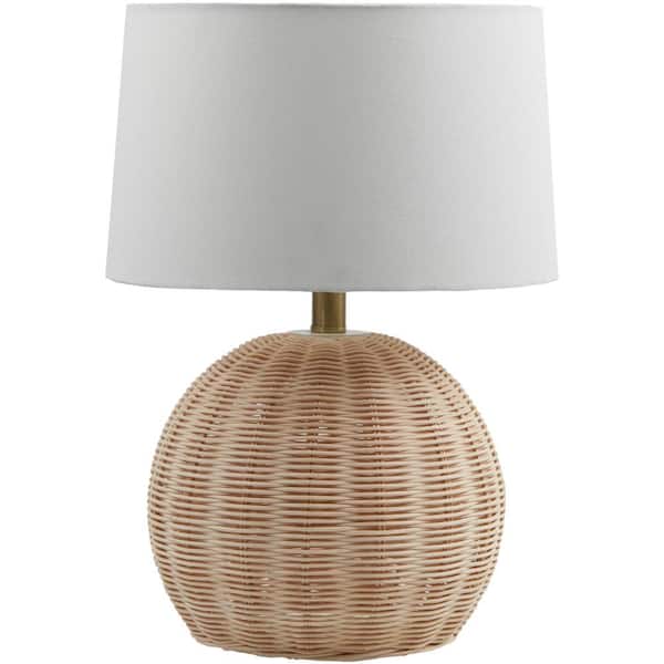 Livabliss Melange 1-Light Beige Linen 19 in. Round Table Lamp MEG-001 ...