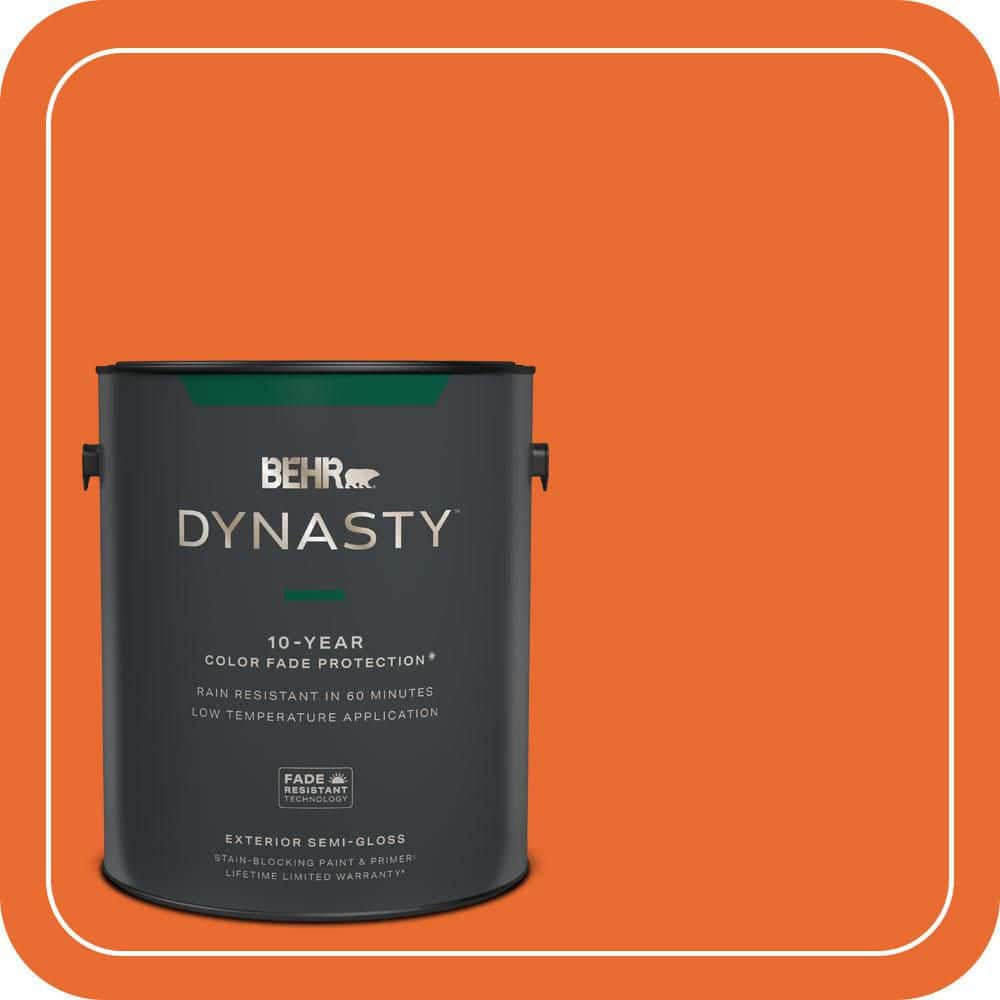 BEHR DYNASTY 1 gal. #220B-7 Electric Orange Semi-Gloss Exterior Stain ...
