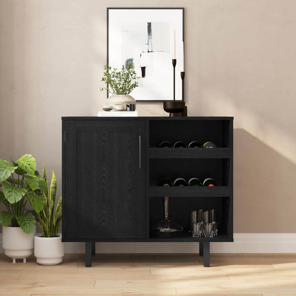 TAYLOR + LOGAN Black Bar Cabinet BA-528093-TAYLH - The Home Depot