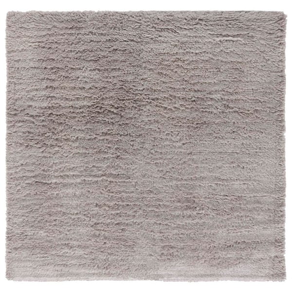 SAFAVIEH Casablanca 6 ft. x 6 ft. Gray Flokati Solid Color Square Area Rug CSB701F-6SQ - The ...