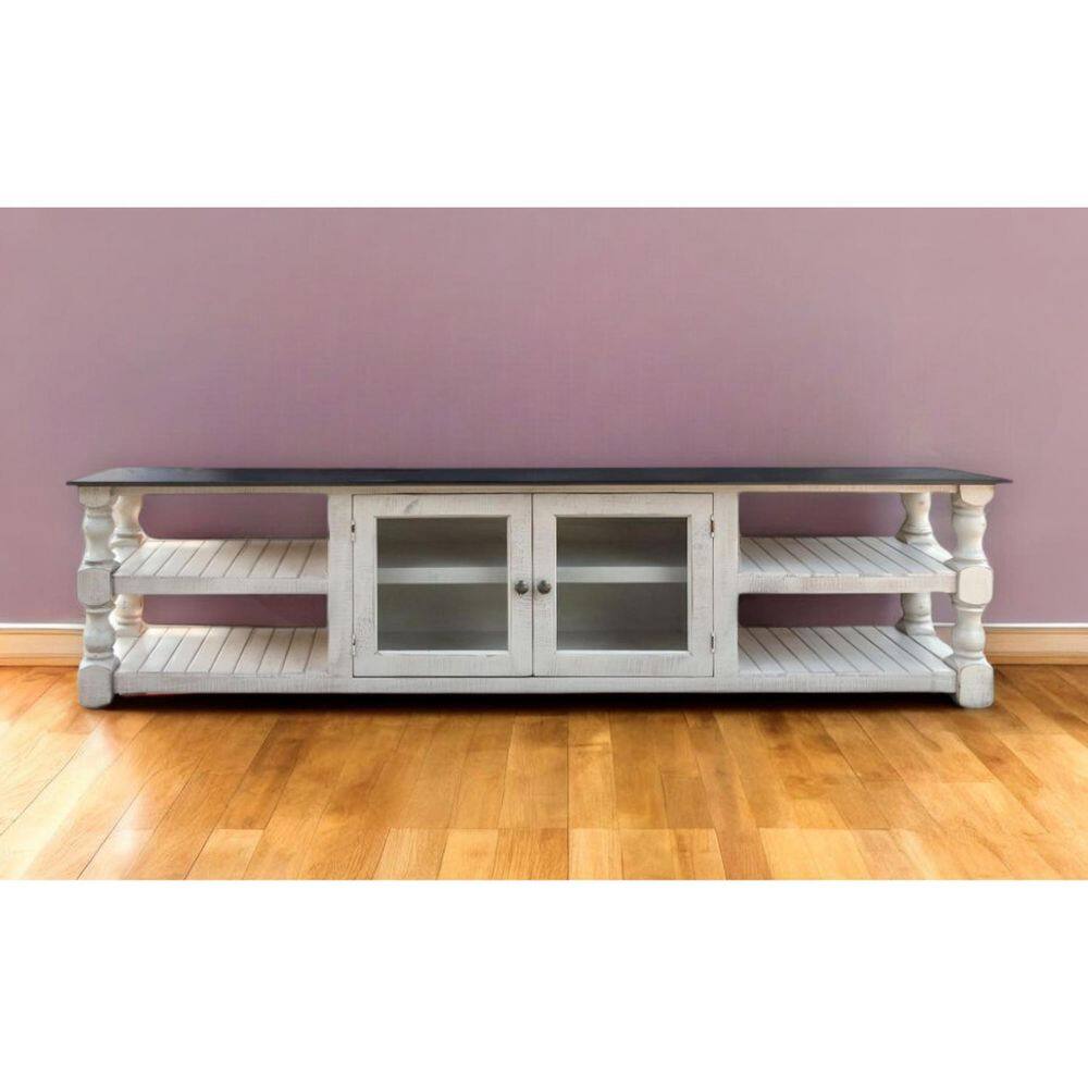 HomeRoots Gray, Ivory TV Stand Fits TV's up to 88 in. with Drawers ...