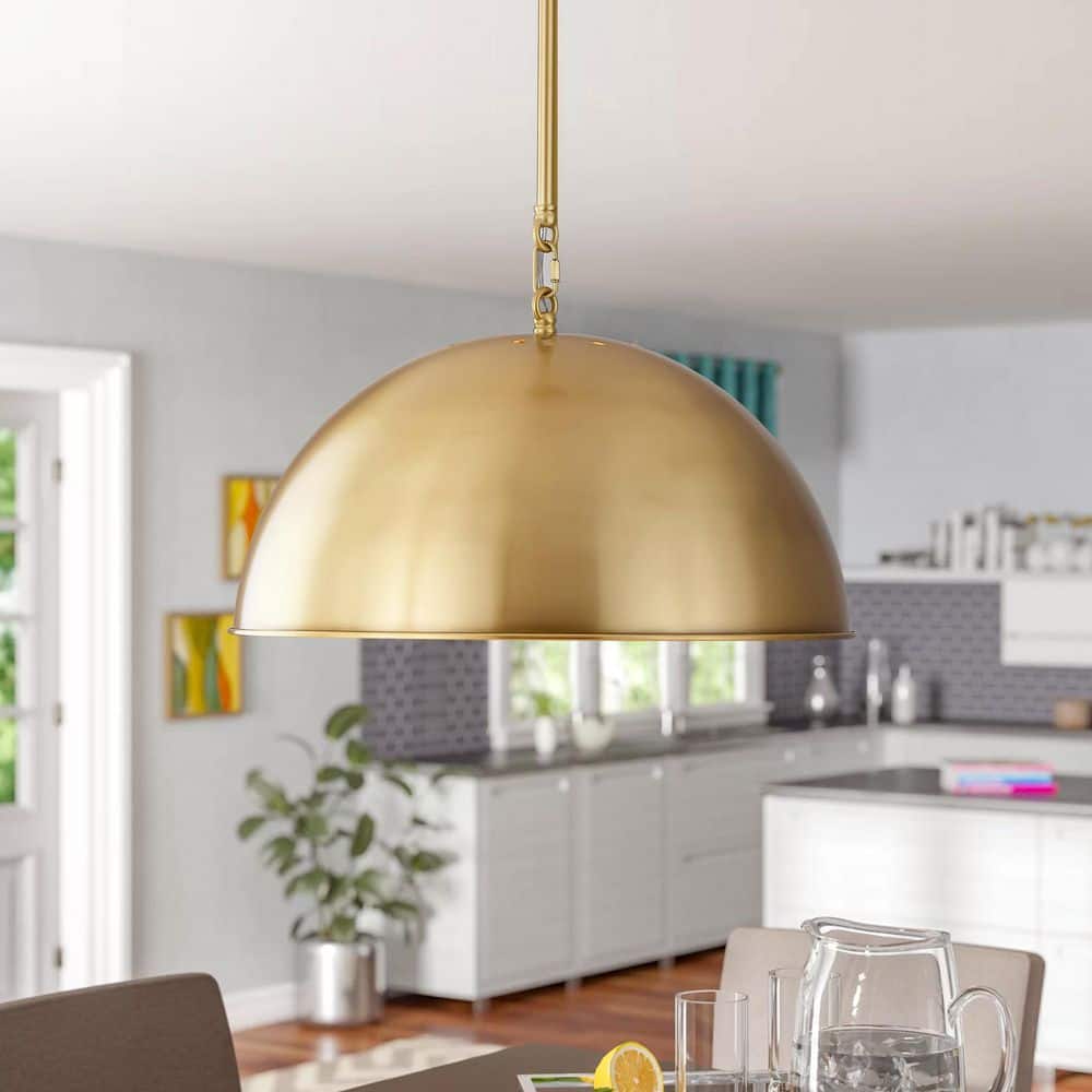RRTYO Lino 1-Light Modern Industrial Aged Brass Dome Pendant Light ...
