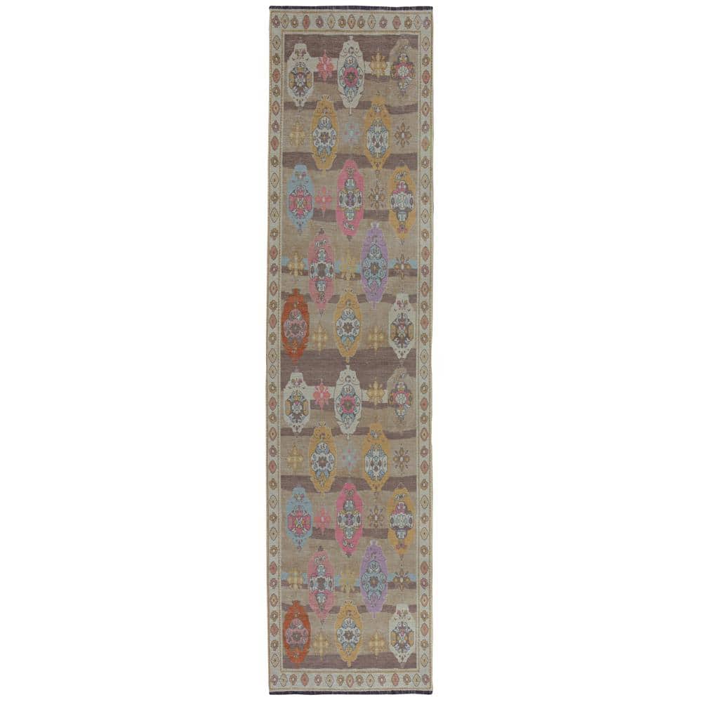 Linon Home Decor Lena Brown and Beige 2 ft. x 10 ft. Transitional Woven ...