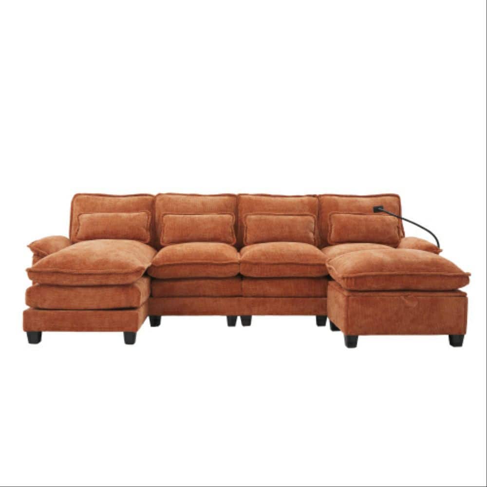 HOMEFUN 106 in. 5-pieces Chenille U-Shaped Modular Sectional Sofa with ...