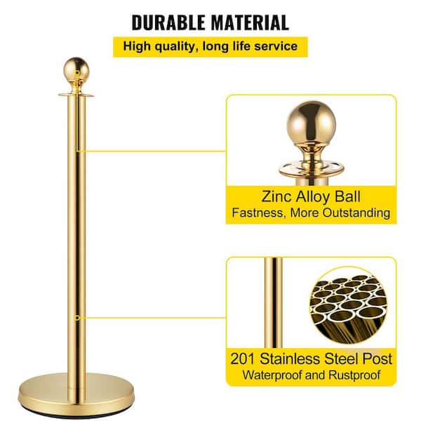 Crowd Control Stanchion Set 8-Piece – Stainless Steel Posts, 5ft Black ...