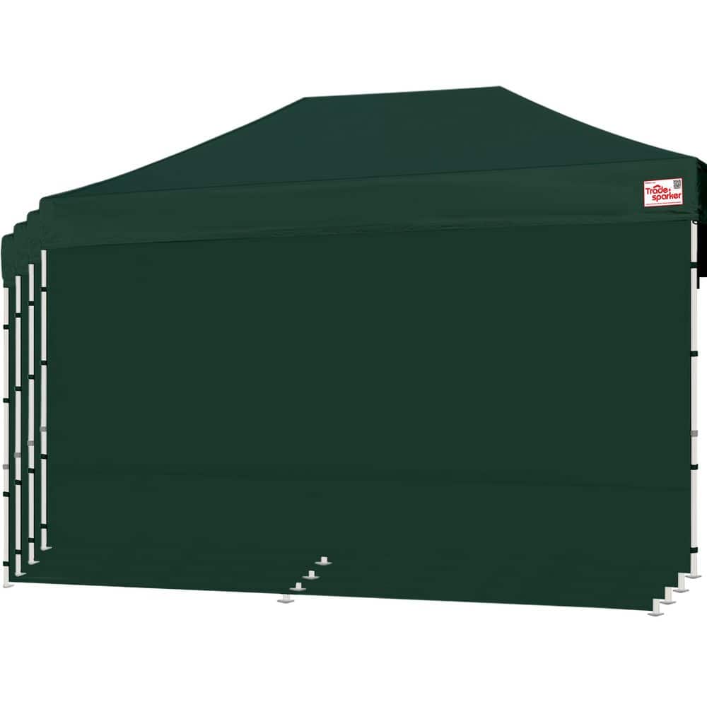 Tradesparker Series 10 ft. x 20 ft. Forest Green Pop Up Canopy Wall ...
