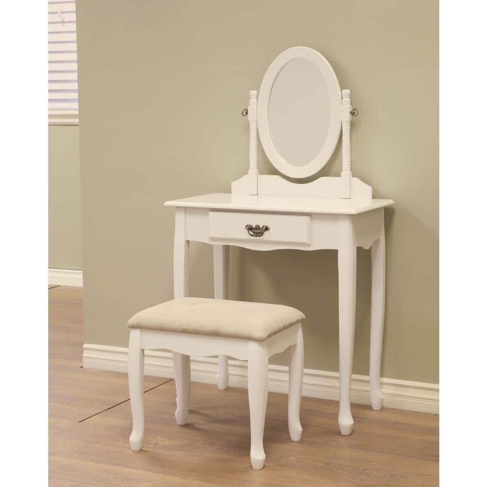 Homecraft Furniture Queen Annie 3-Piece White Vanity Set RVH-7-WH - The ...