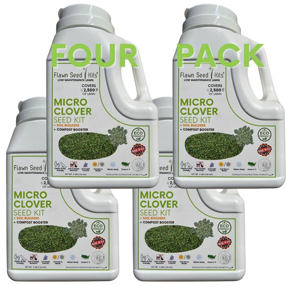 Flawn Seed Kits Micro Clover Alternative Grass Seed, Org Coated, Eco ...