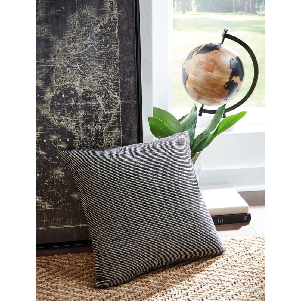 Signature DESIGN BY ASHLEY Edelmont Black Striped Polyester 20 in. X 20 ...