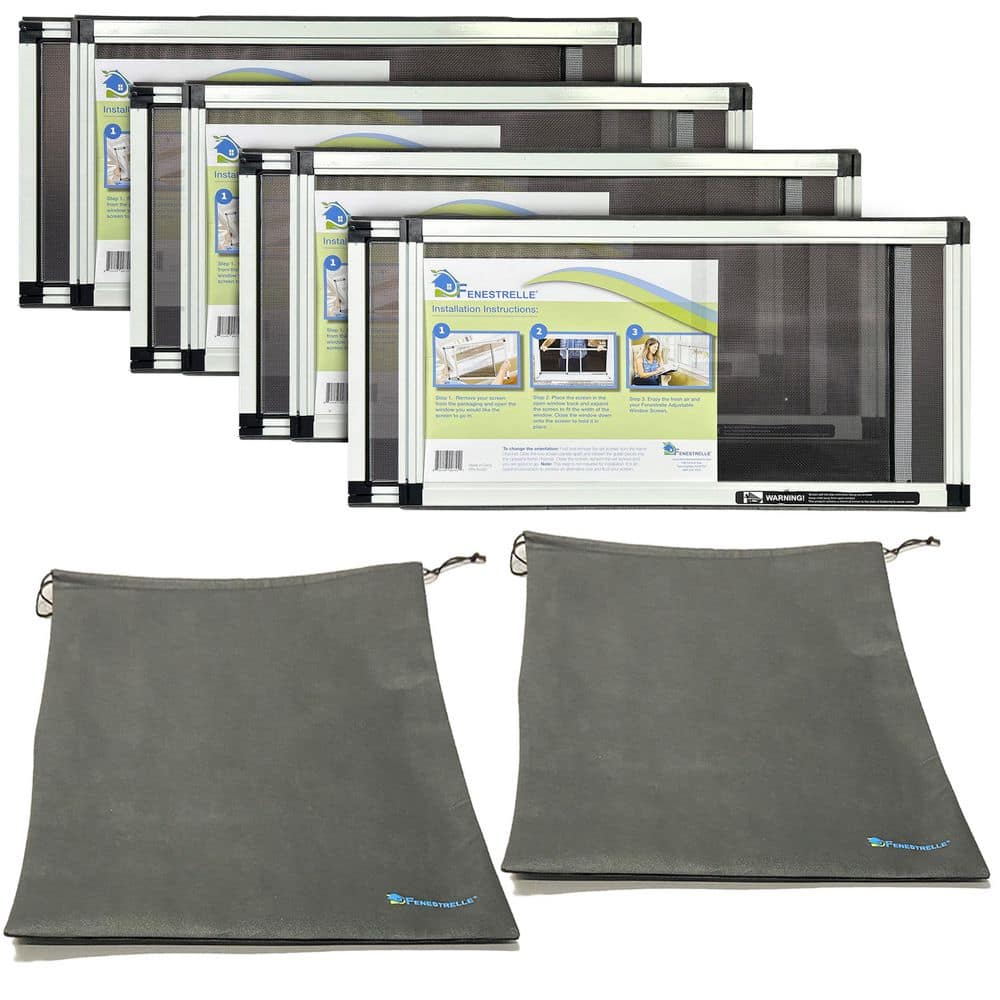 Fenestrelle 10 in. x 19 in. 4 Expandable Fiberglass Window Screens and ...