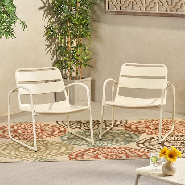 Flynama Set of 2 Stylish Iron Lounge Chair in Matte White JY-65197 ...