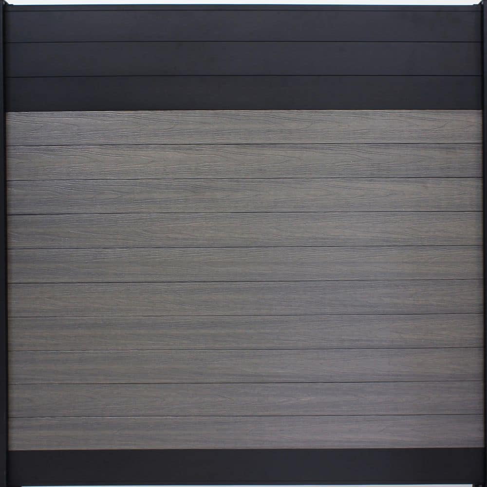 EuroFence Euro Style 6 ft. H x 6 ft. W Black Top Oxford Grey Aluminum ...