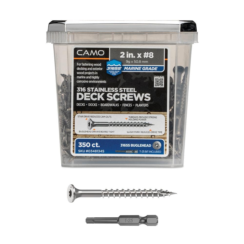 CAMO 2 in. #8 316 Stainless Steel Premium Star Drive Bugle-Head Deck ...