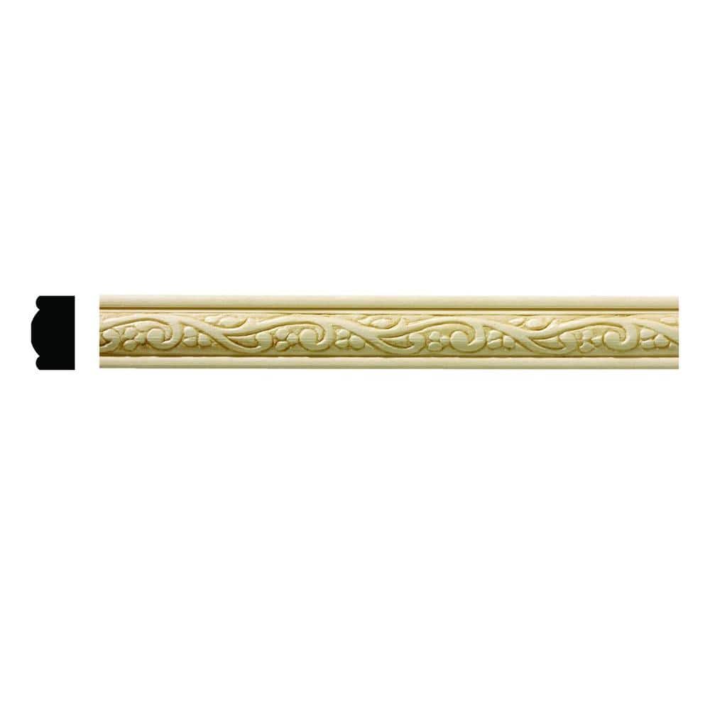 Ornamental Mouldings 1611 7/16 in. x 3/4 in. x 6 in. Hardwood White ...