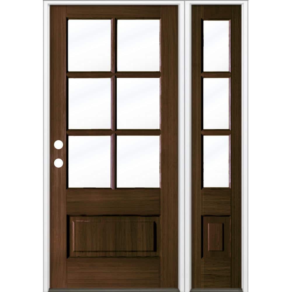 Krosswood Doors 50 in. x 80 in. Farmhouse 3/4 Lite Clear Glass Black ...