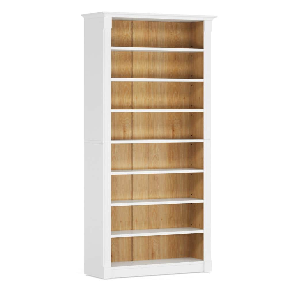 BYBLIGHT Eulas 70.9 in. Tall White Engineered Wood 8-Shelf Modern ...