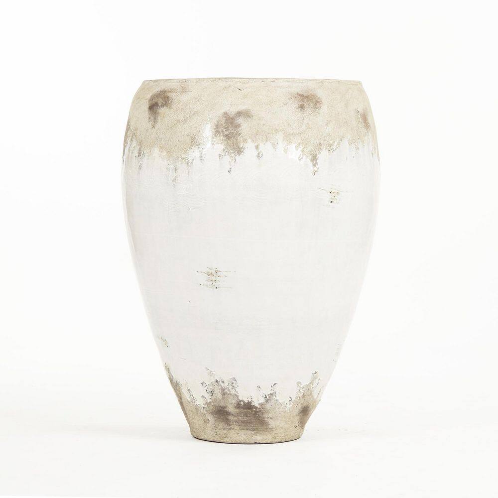 Zentique Large Distressed Off-White Vase 14A121 - The Home Depot