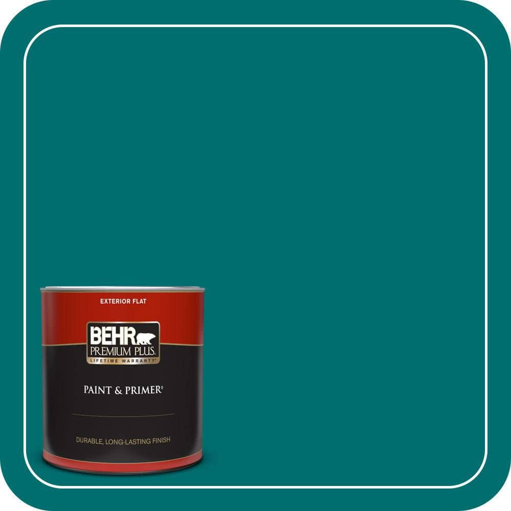 BEHR PREMIUM PLUS 1 qt. #P460-7 Caribbean Current Flat Exterior Paint ...