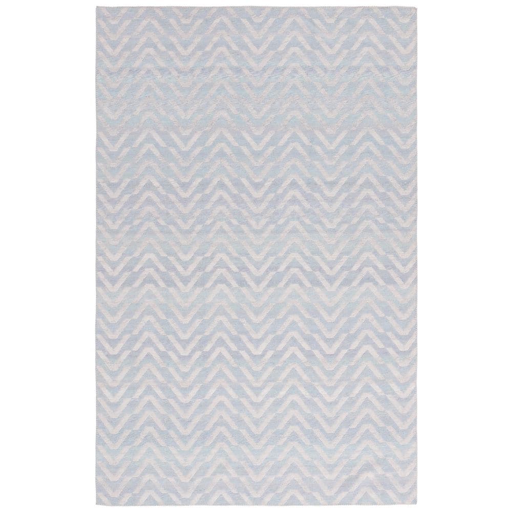 SAFAVIEH Cabo 9 ft. x 12 ft. Light Blue/Beige Chevron Geometric Area ...